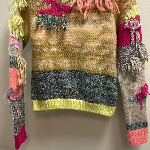 Anthropologie | Sweaters | New Womens Anthropologie Fringed Colorblock Sweater | Poshmark